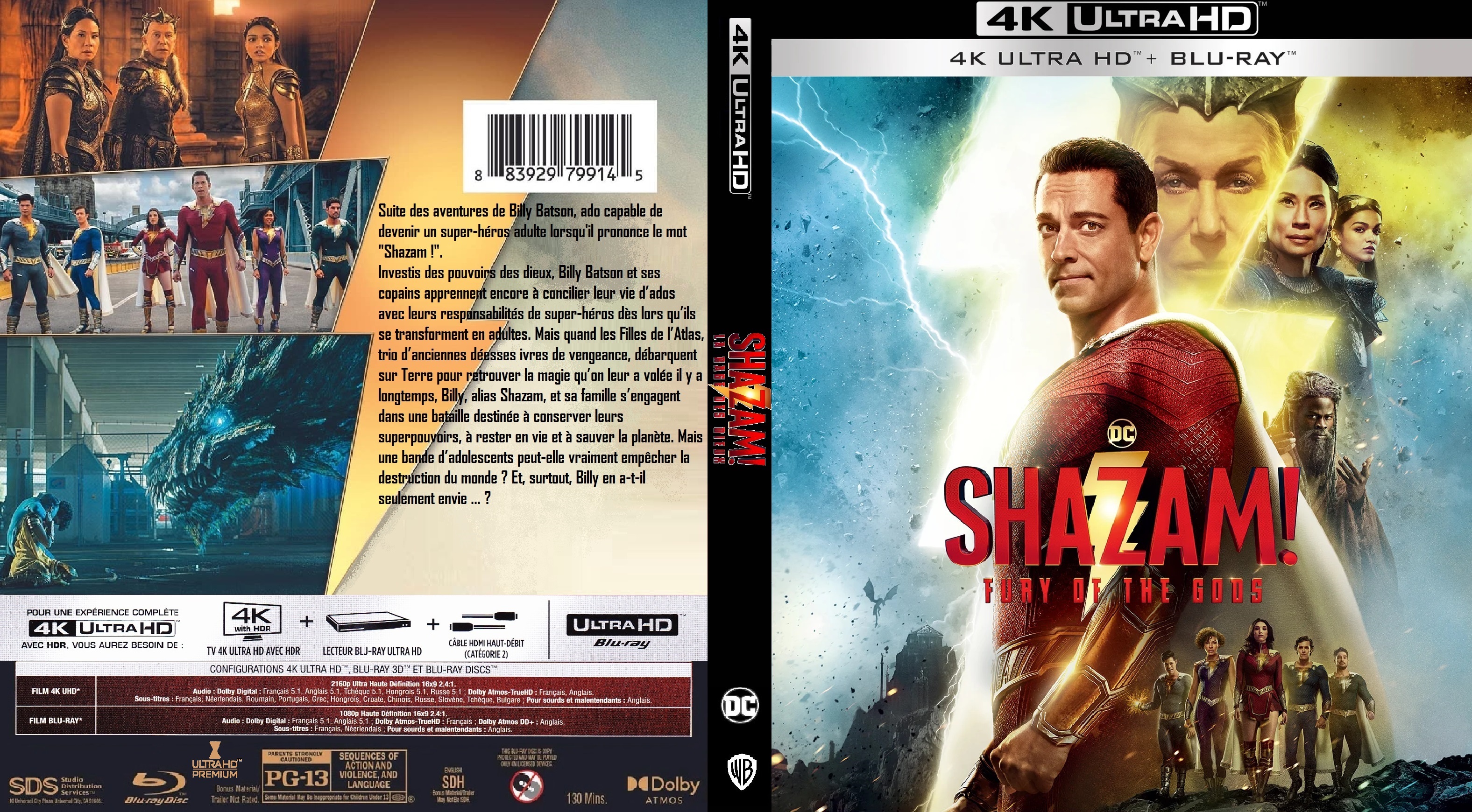 Jaquette DVD de Shazam La rage des dieux 4K custom (BLU-RAY) - Cinéma Passion