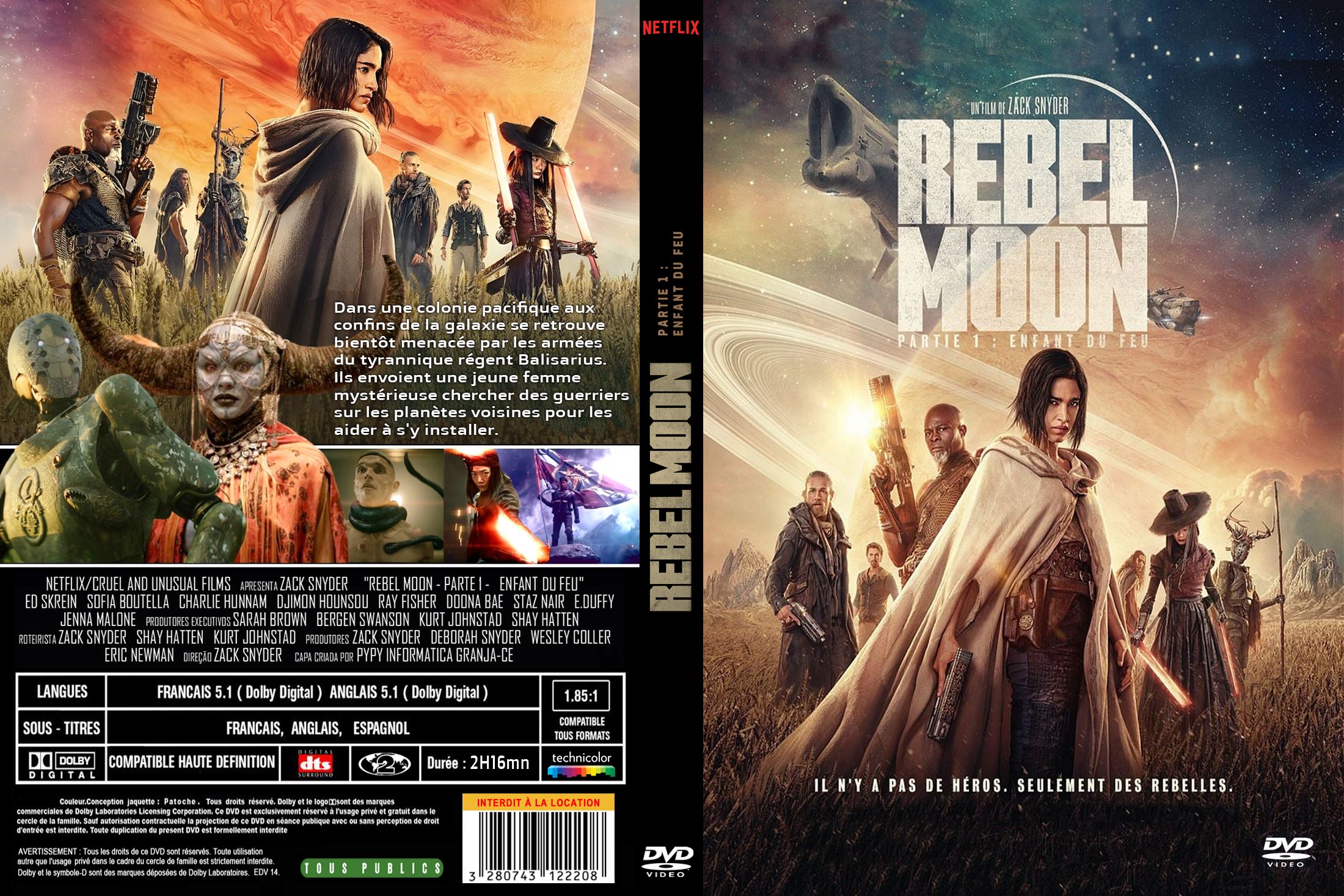 Jaquette DVD de Rebel Moon partie 1 Enfant du Feu custom - Cinéma Passion